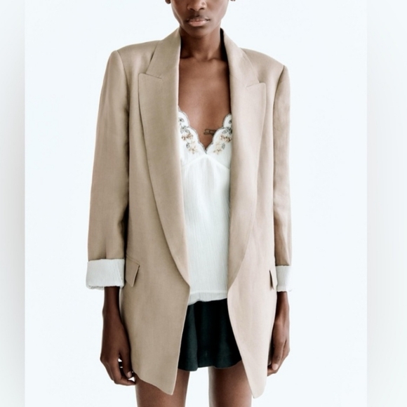 Zara | Jackets & Coats | Zara Linen Blazer | Poshmark